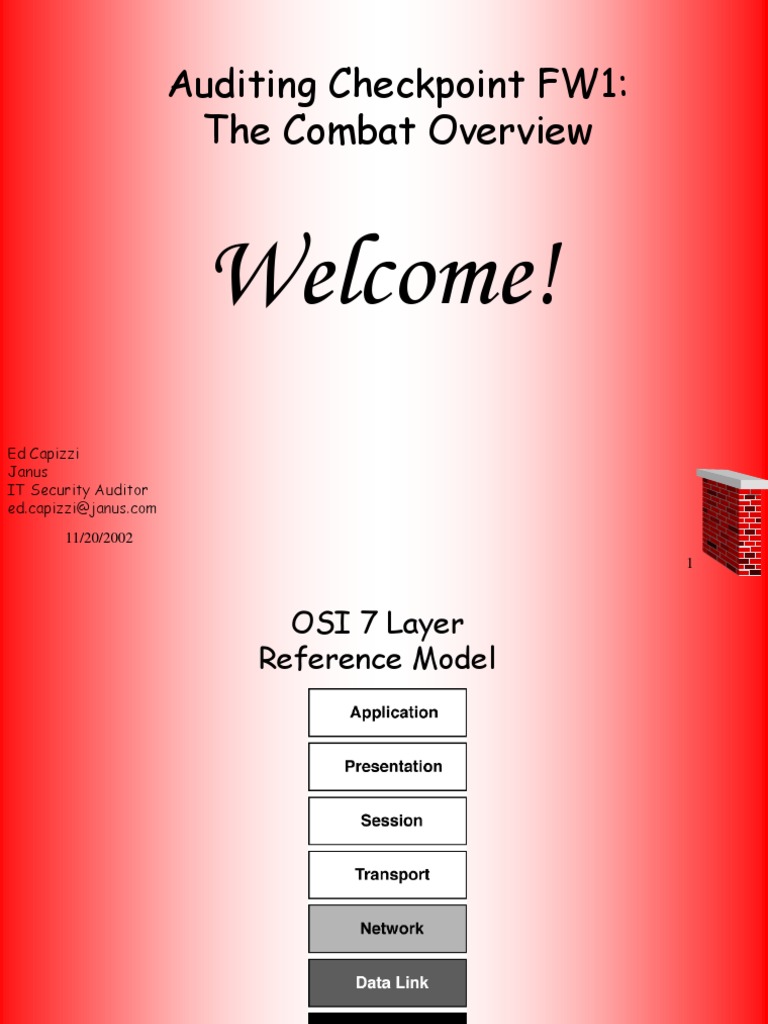 Auditing Checkpoint FW1: The Combat Overview: Welcome! | PDF