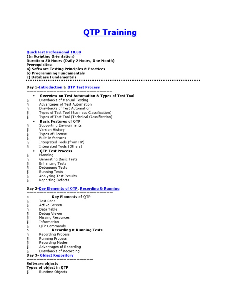 Qtp In 30 Days Pdf Microsoft Excel Control Flow 