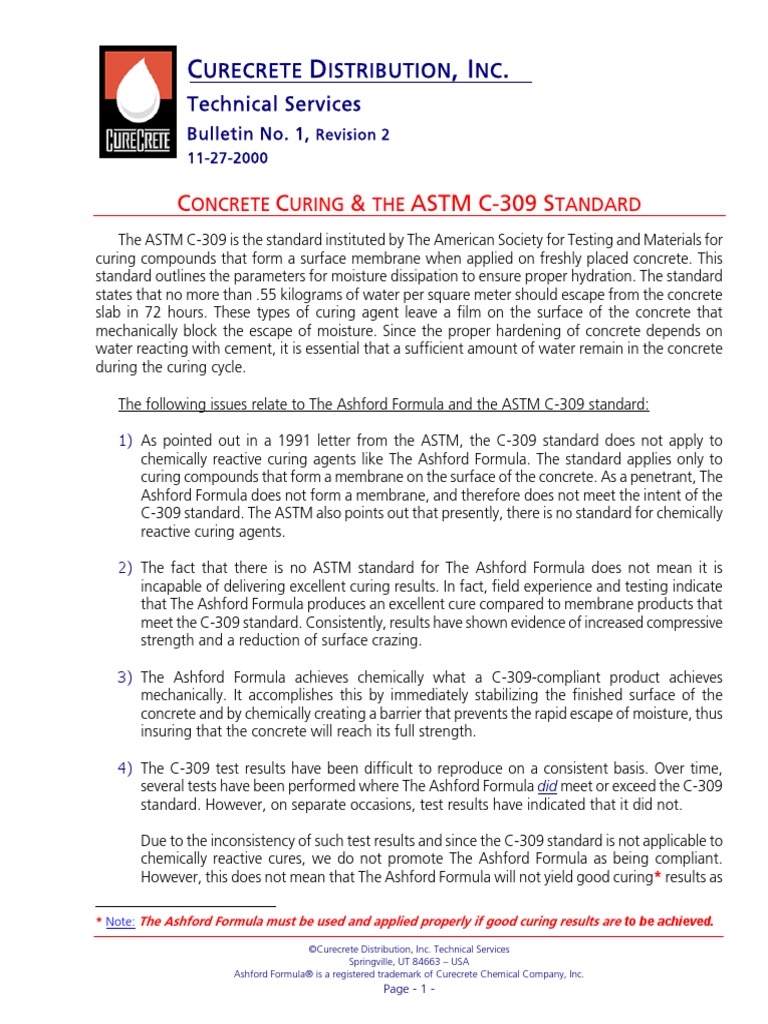 C C & ASTM C-309 S: Urecrete Istribution NC Technical Services | PDF ...