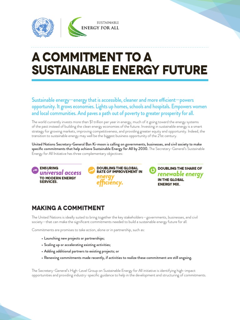 A Commitment To A Sustainable Energy Future | PDF | Sustainable Energy ...