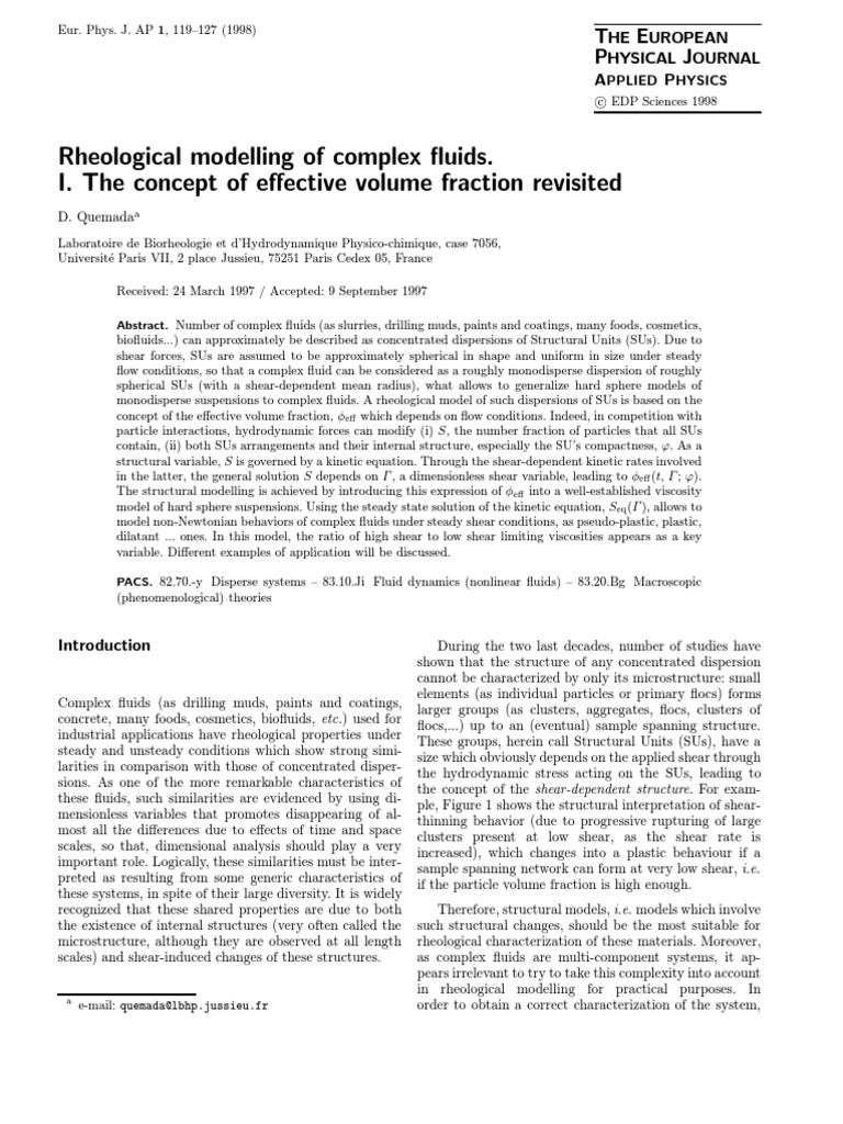 Rheological Modelling of Complex Fluids. I. The Concept of Effective ...
