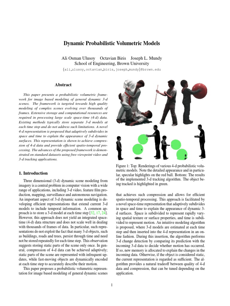 Dynamic Probabilistic Volumetric Models | PDF | Rendering (Computer Graphics) | Data Compression
