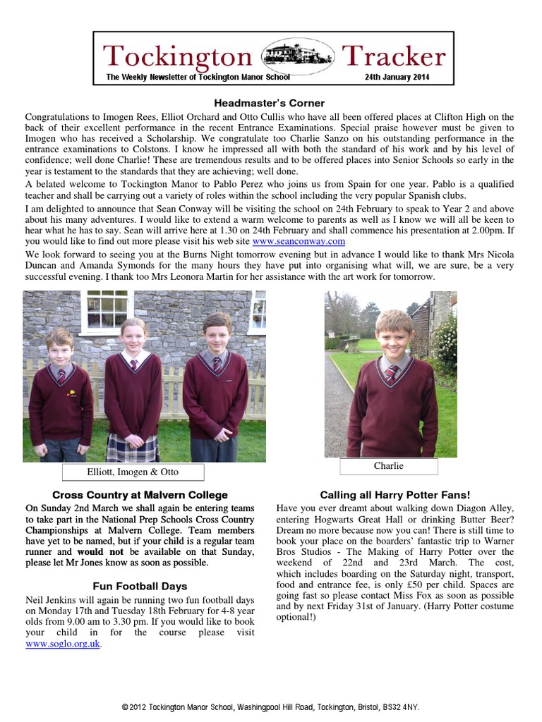 Tockington Tracker 24-01-14 | PDF | Lunch | Biscuit