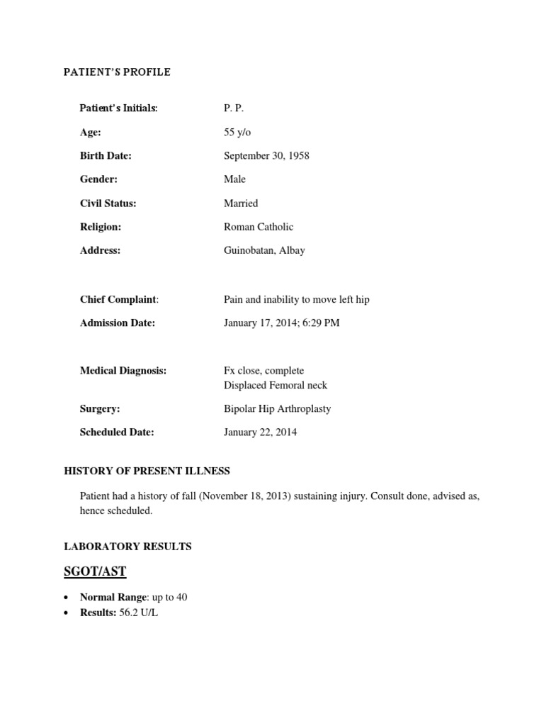 Patient'S Profile Patient's Initials: Age: Birth Date: Gender: Civil ...