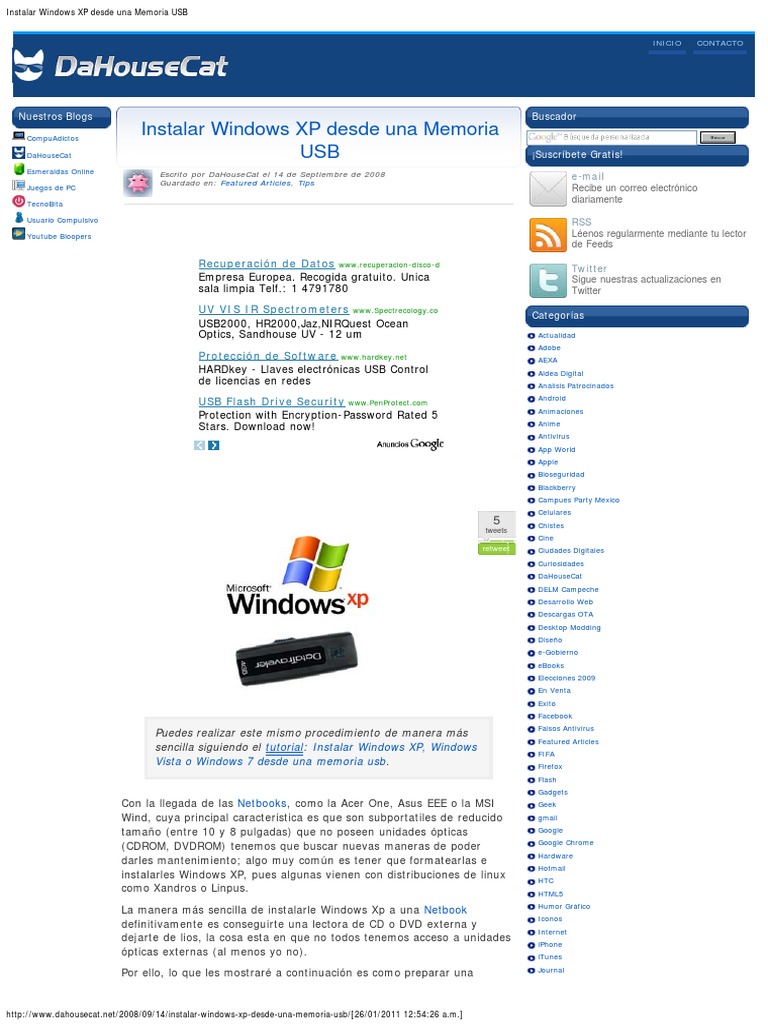 Instalar Windows XP Desde Una Memoria USB | PDF | Memoria USB | Windows XP