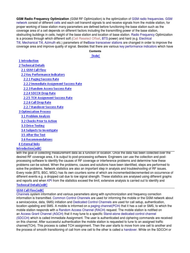 GSM Radio Frequency Optimization Guide | PDF | Networks | Electronic Engineering