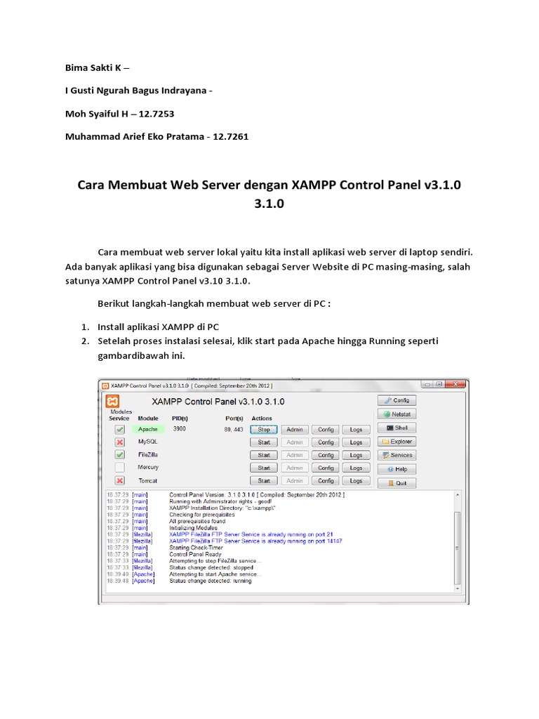 Cara Membuat Web Server Dengan XAMPP Control Panel v3 | PDF