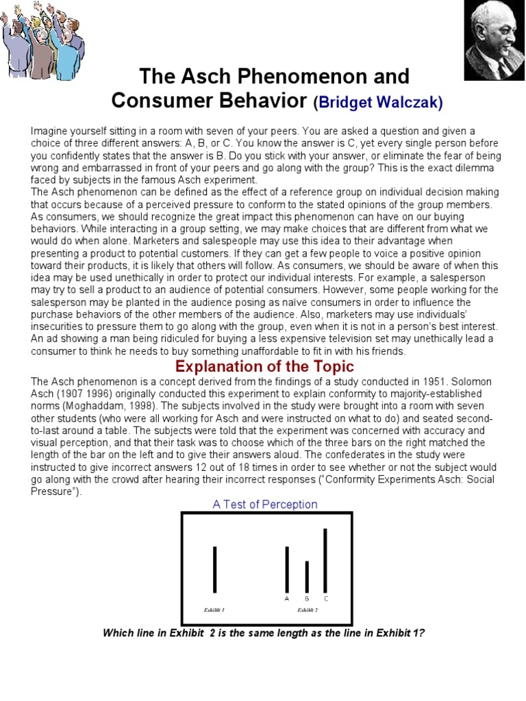 The Asch Phenomenon and Consumer Behavior | PDF | Conformity | Consumer ...
