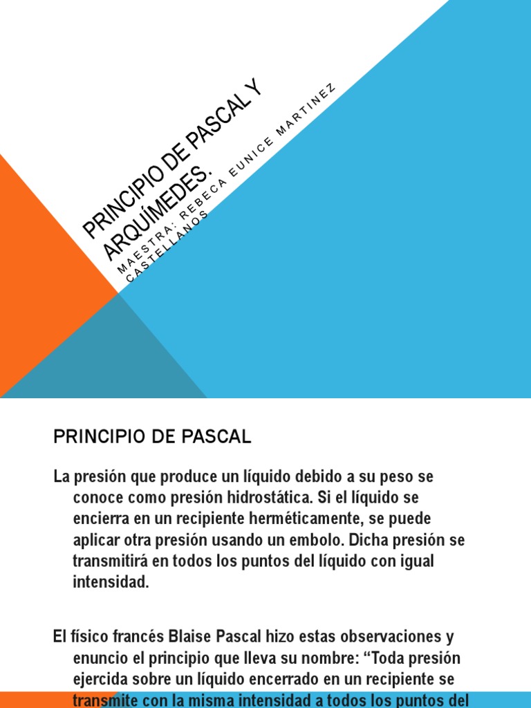 Principios de Pascal y Arquímedes | PDF | Materia suave | Presión