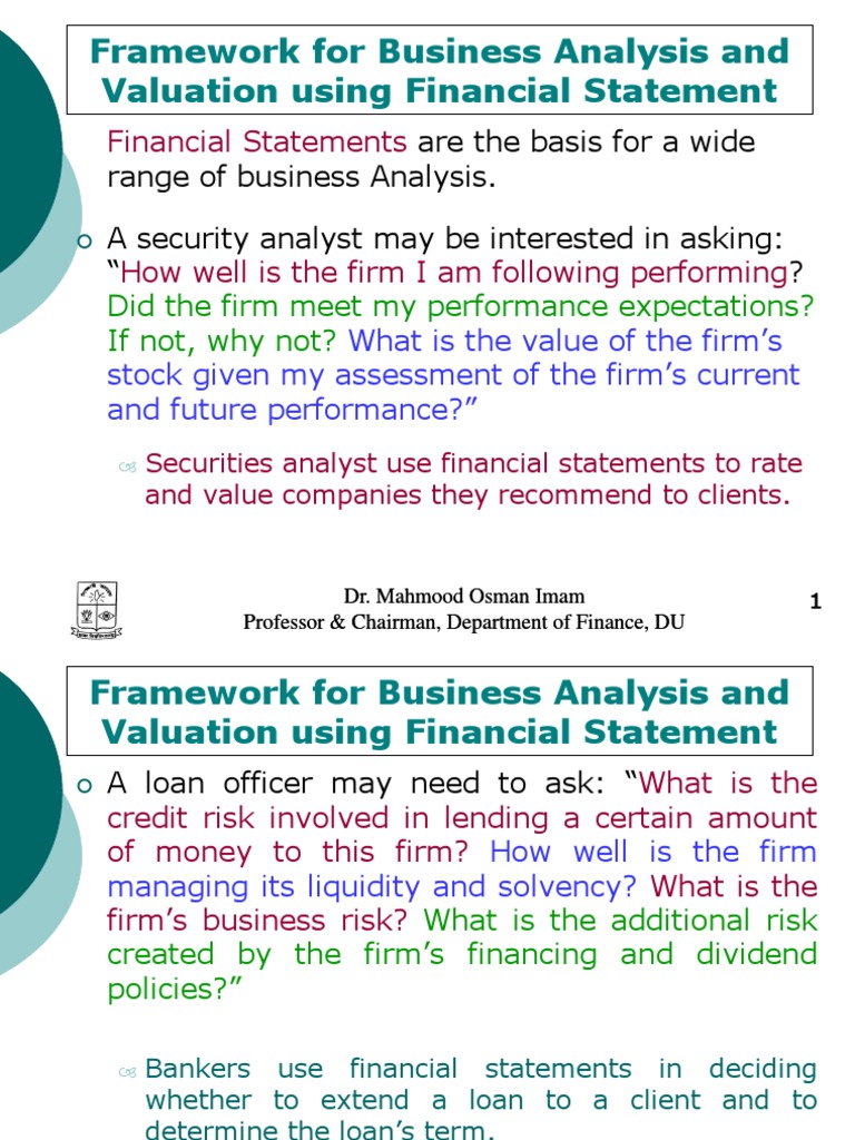 Framework For Business Analysis | PDF | Financial Statement | Financial ...
