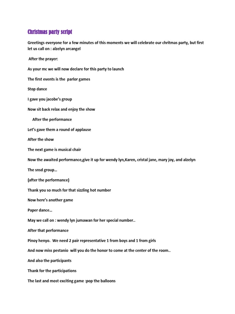 Christmas Party Script | PDF