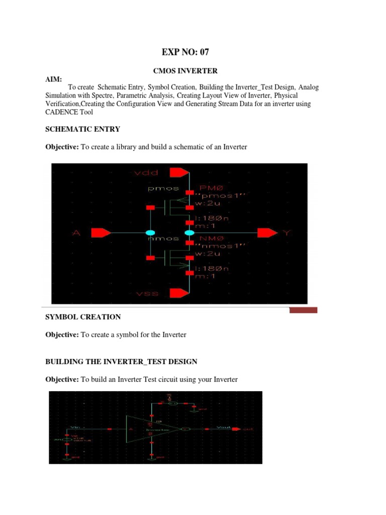 CMOS Inverter Design Using Cadence | PDF