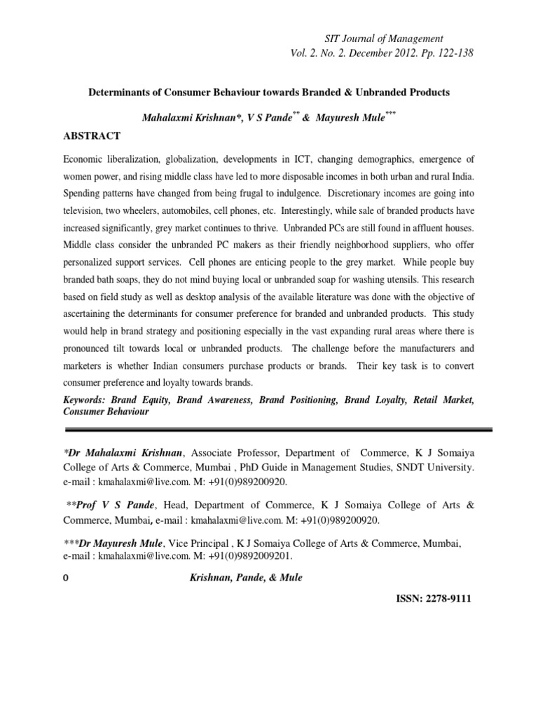 Consumer Brand and Unbrand | PDF | Brand | Consumer Behaviour