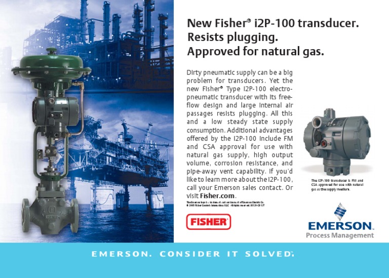 New Fisher I2p-100 Transducer. Resists Plugging. Approved For Natural ...