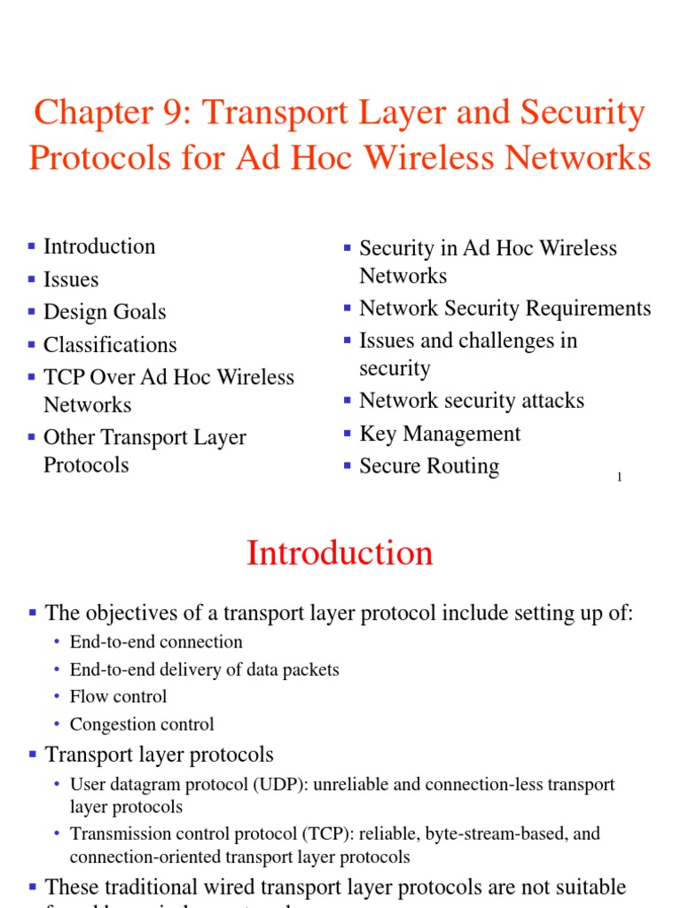 Chapter 9: Transport Layer and Security Protocols For Ad Hoc Wireless Networks | PDF ...