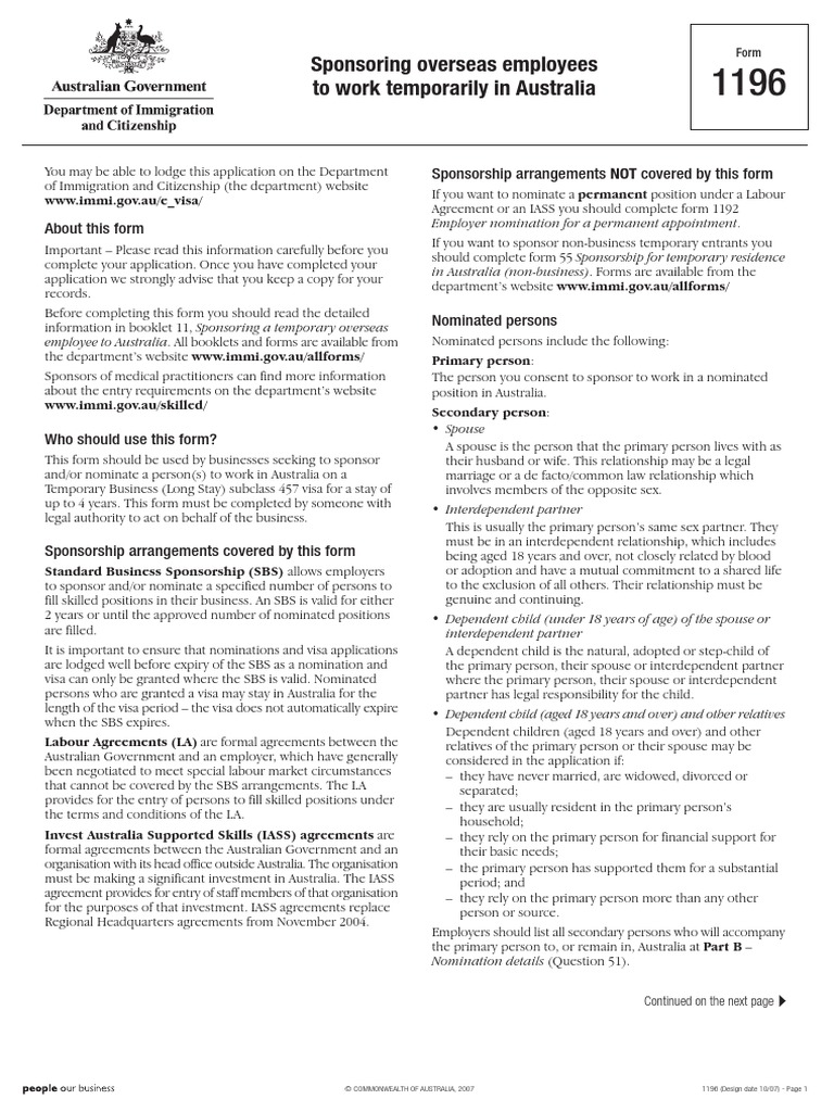Sponsoring Temporary Employees in Australia | PDF | Credit Card | Cheque