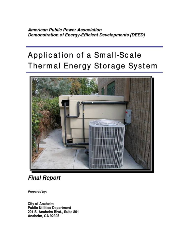 Application of A Small-Scale Thermal Energy Storage System: Final ...