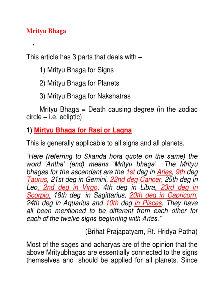 Mrityu Bhaga | PDF | Astrological Sign | Esoteric Cosmology