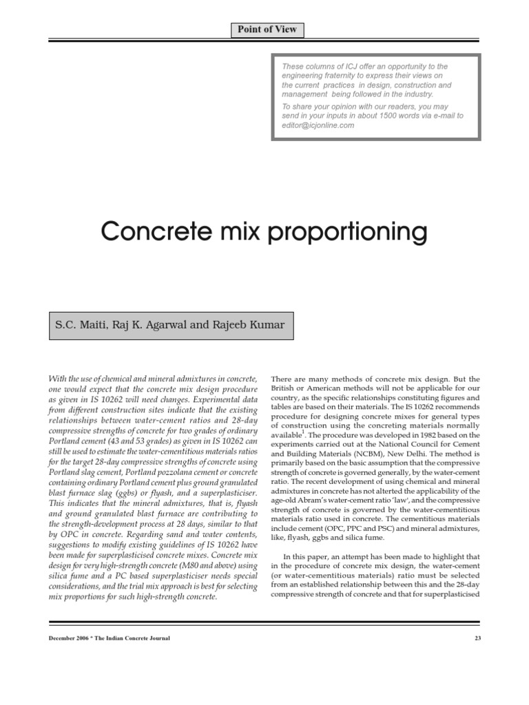 Normal Concrete Mix Design | PDF | Concrete | Cement