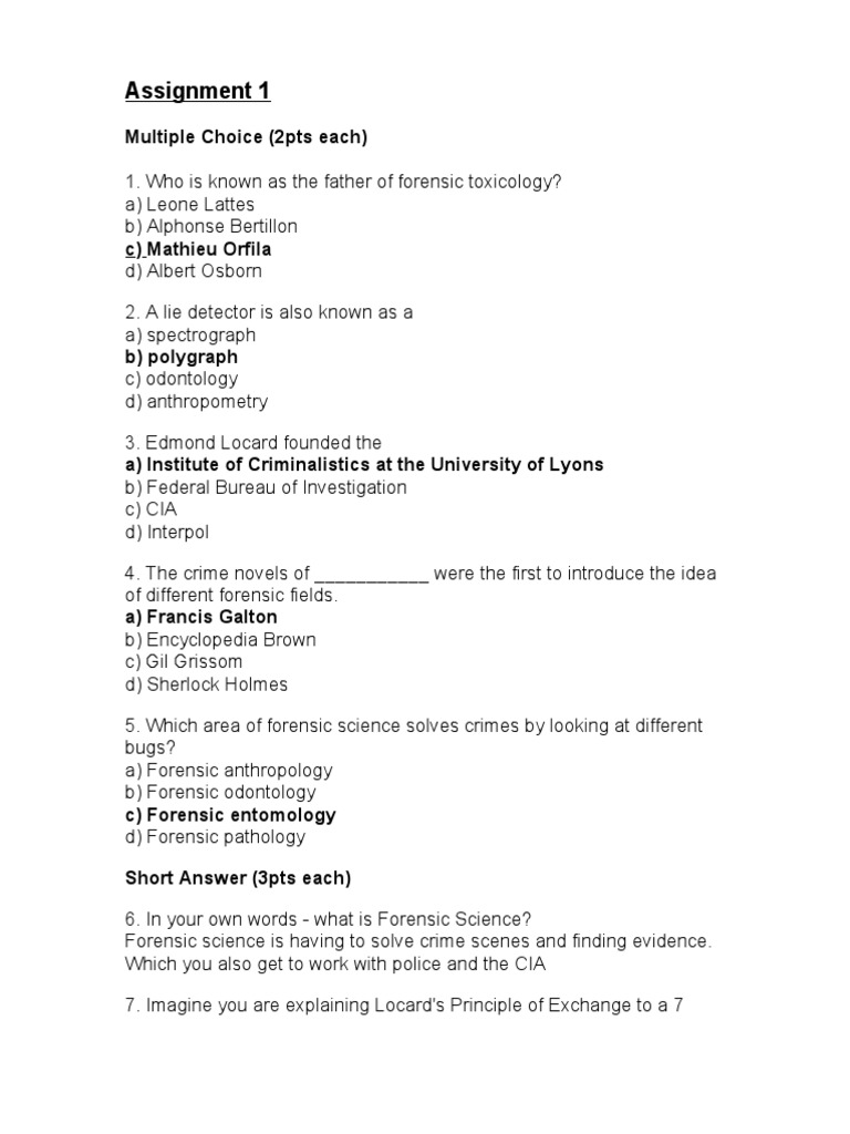 Assignment 1 | PDF | Law Enforcement Techniques | Forensic Science