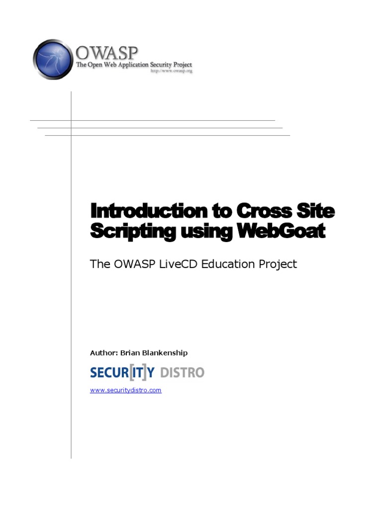 OWASP - WebGoat - Introduction To XSS | PDF | Web Page | World Wide Web