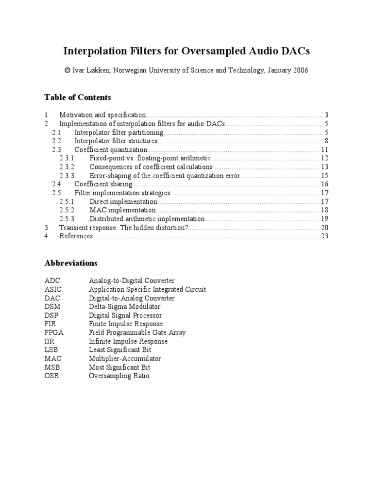Interpolation Filters For Oversampled Audio DACs | PDF | Digital To ...