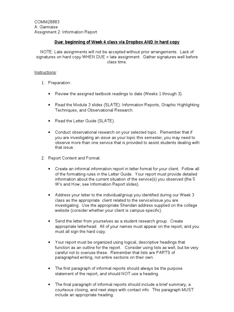 RAP Instructions-Information Report | PDF