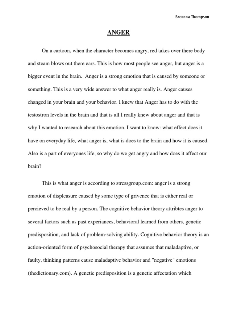 Anger Essay | PDF | Anger | Emotions