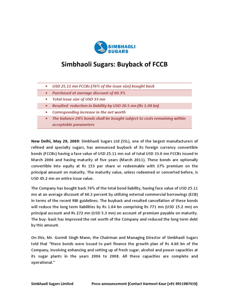FCCB Buyback | PDF | Bonds (Finance) | Valuation (Finance)