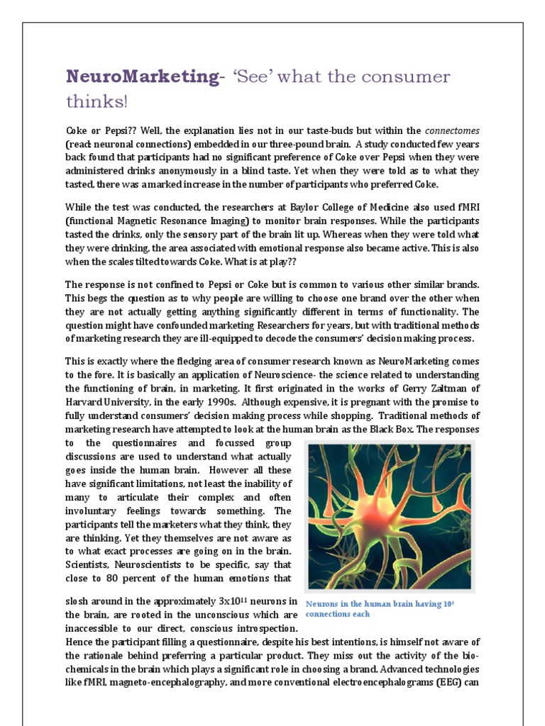 NeuroMarketing - 'See' What The Consumer Thinks ! | PDF | Functional ...