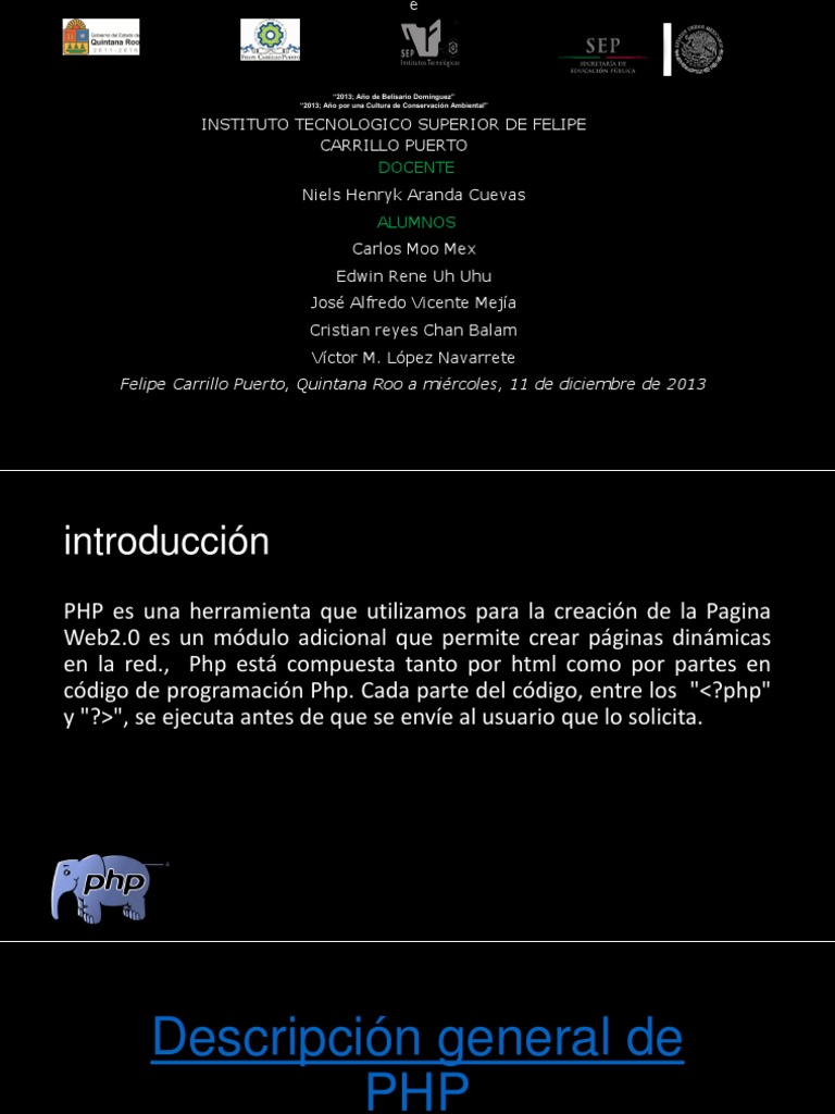 Diapositiva de PHP | PDF | Php | Servidor web
