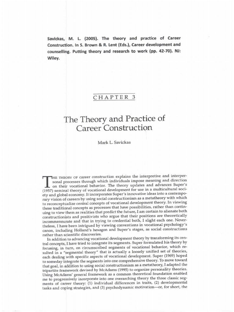 Savickas - 2005 - The Theory and Practice of CC | PDF