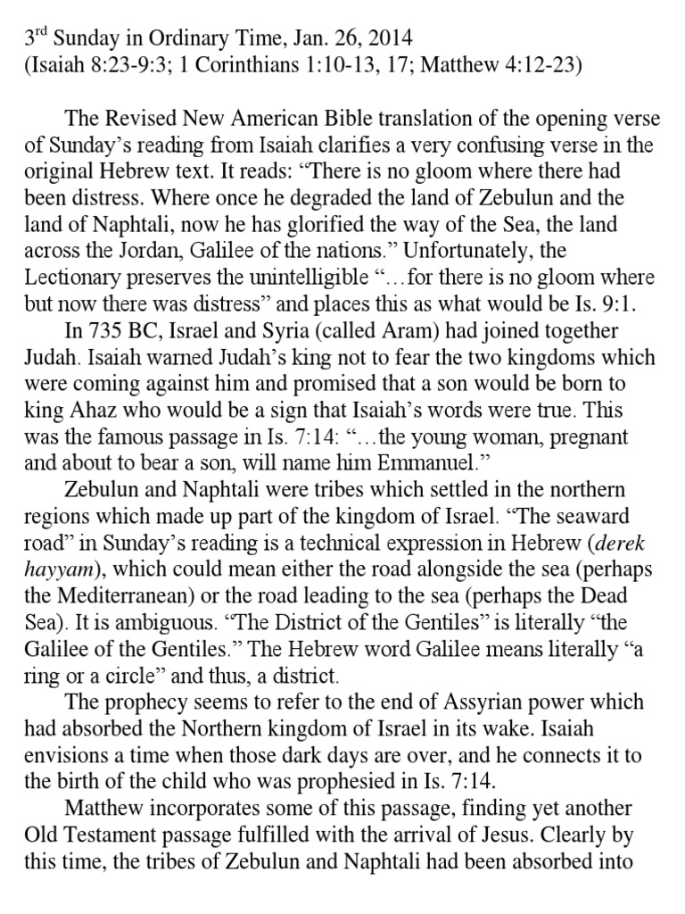 Understanding the 3rd Sunday of Ordinary Time | PDF | Gospel Of Matthew ...
