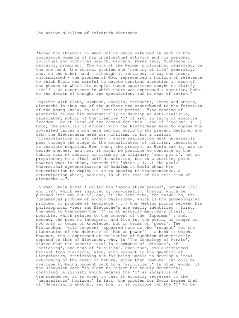 The Active Nihilism of Friedrich Nietzsche | PDF | Religion & Spirituality