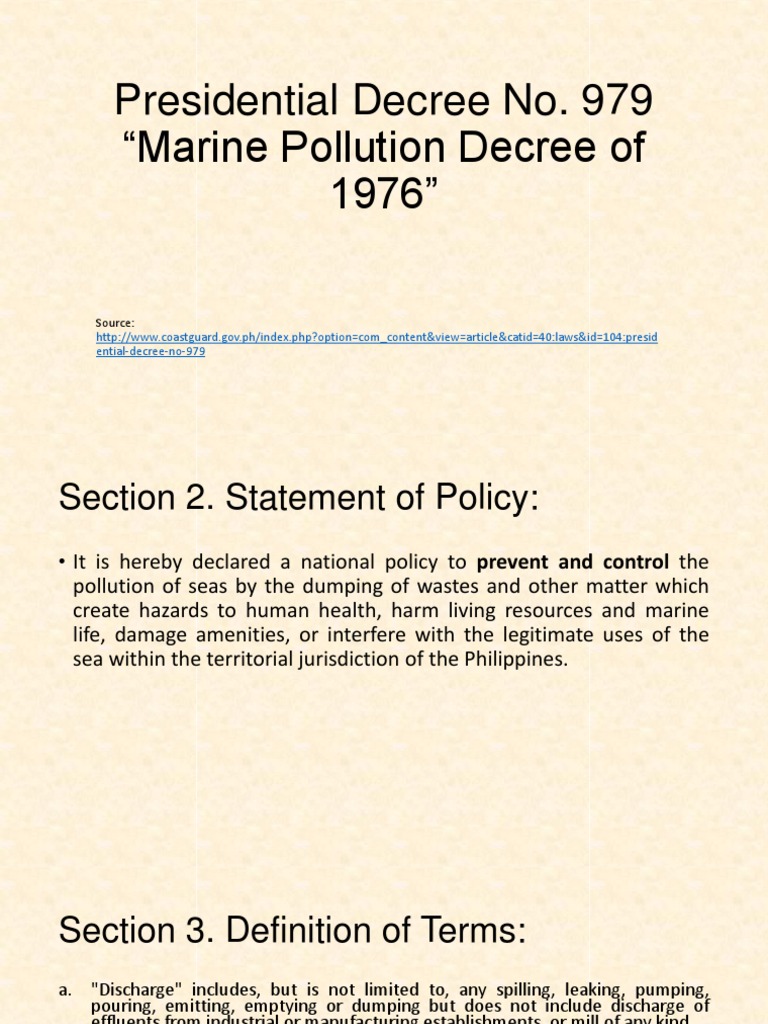 Presidential Decree No. 979 | PDF | Coast Guard | Sea