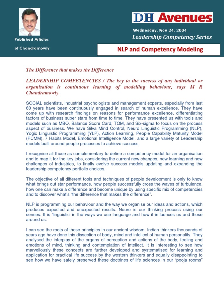 NLP and Competency Modeling | PDF | Neuro Linguistic Programming | Thought