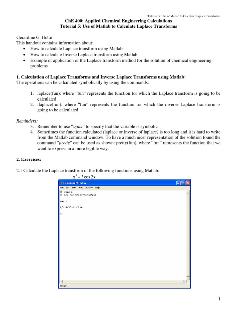 Applied Chemical Engineering Calculations | PDF | Laplace Transform | Chemical Reactor