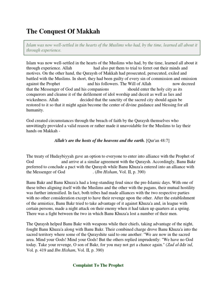 The Conquest of Makkah | PDF | Muhammad | Mecca