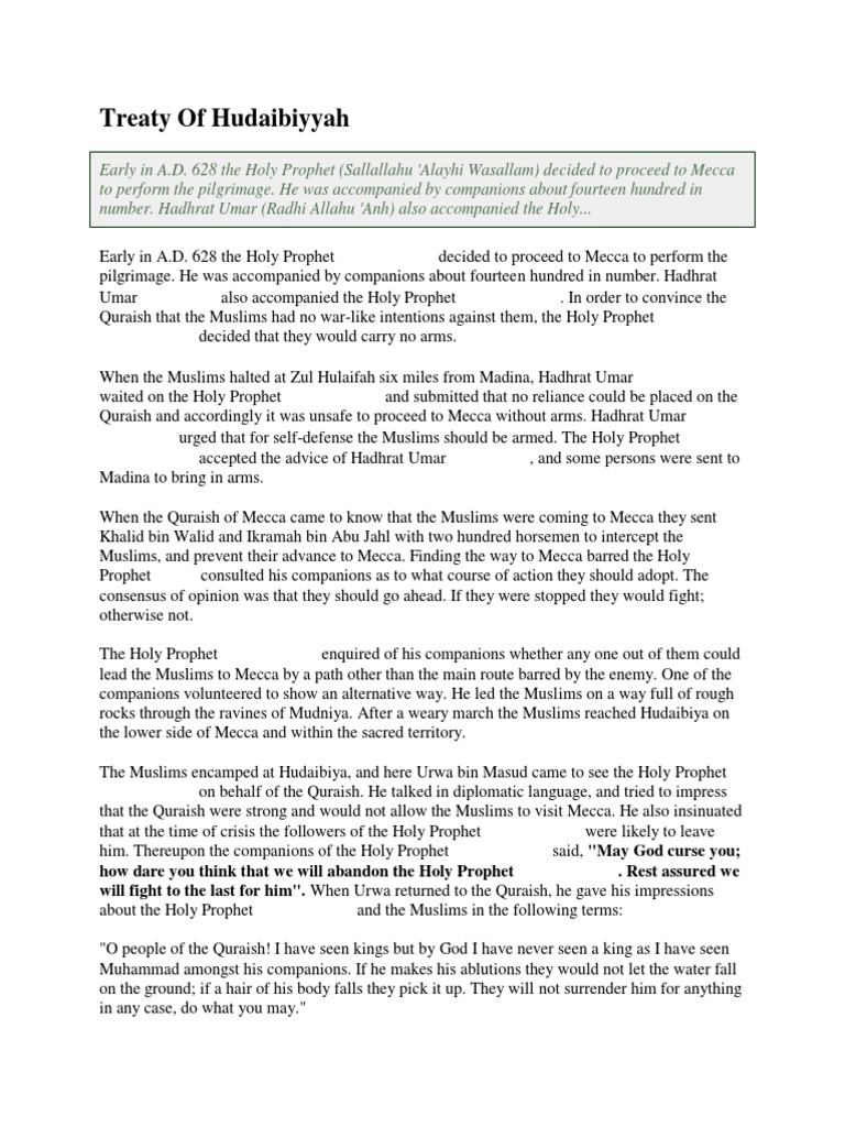 Treaty of Hudaibiyyah | Muhammad | Umar