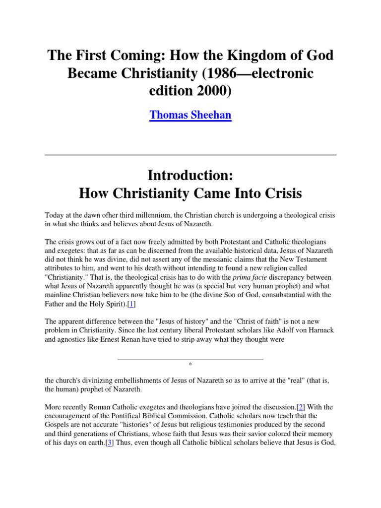 The First Coming: How The Kingdom of God Became Christianity | PDF ...