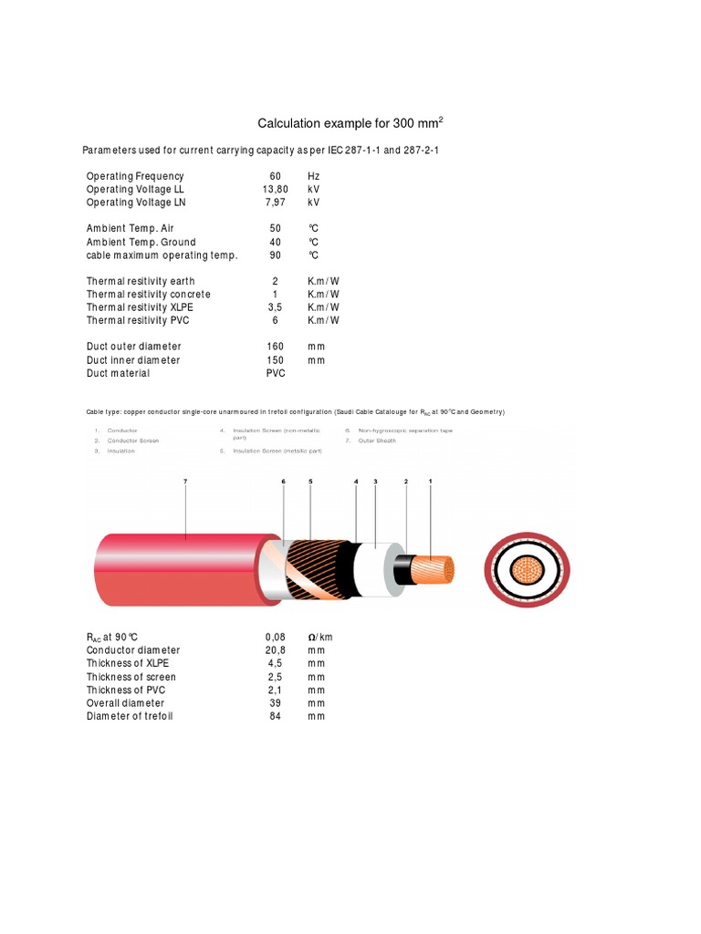Cable Capacity - Example Calculating 300 MM | PDF | Electrical ...