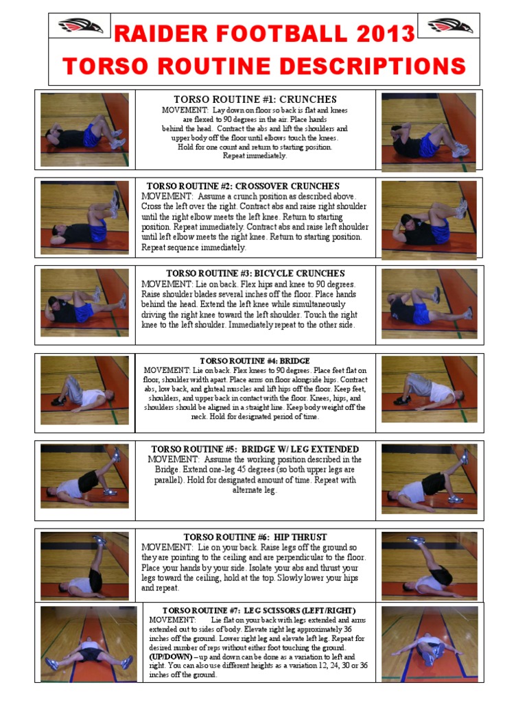 Torso Routine W Pict 2013 (Done) | PDF | Anatomical Terms Of Motion | Foot
