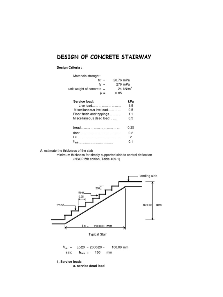 Concrete Stair Design Calculations | PDF | Science & Mathematics ...