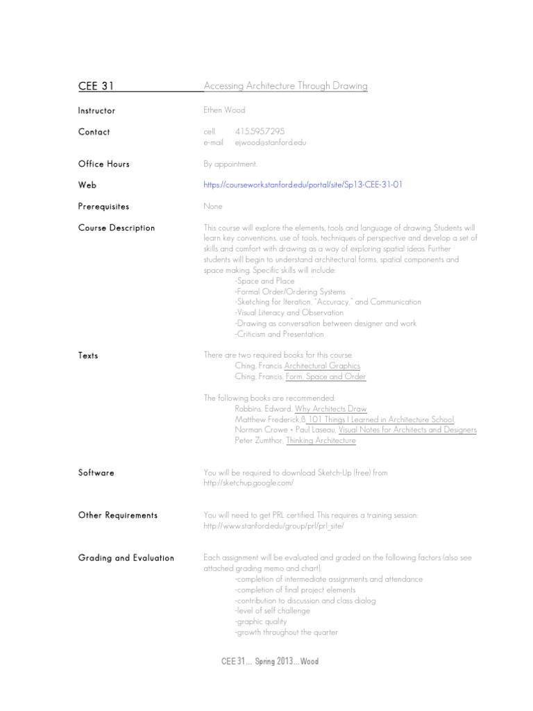 Cee+31+Syllabus+Spring+'13 (Ethen Wood) | PDF | Architect