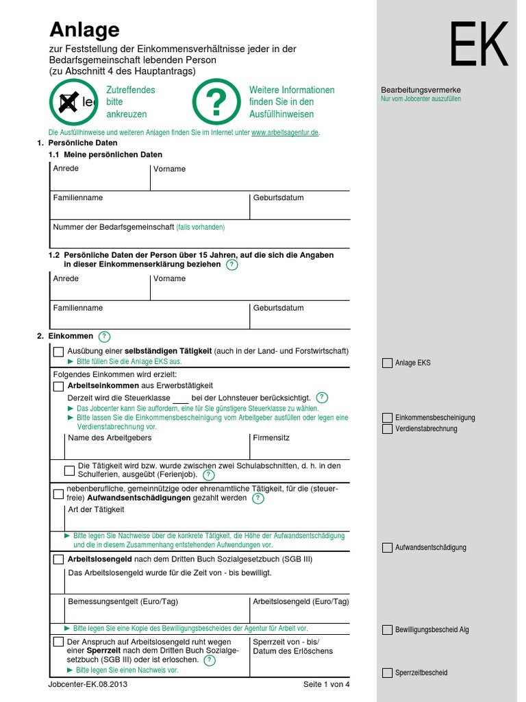 Anlage EK Einkommenserklaerung | PDF