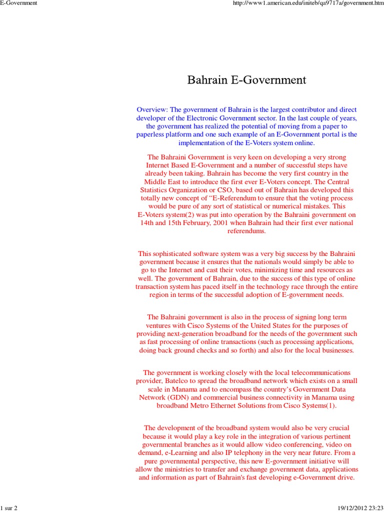 Bahrain E Government | PDF | E Government | Bahrain