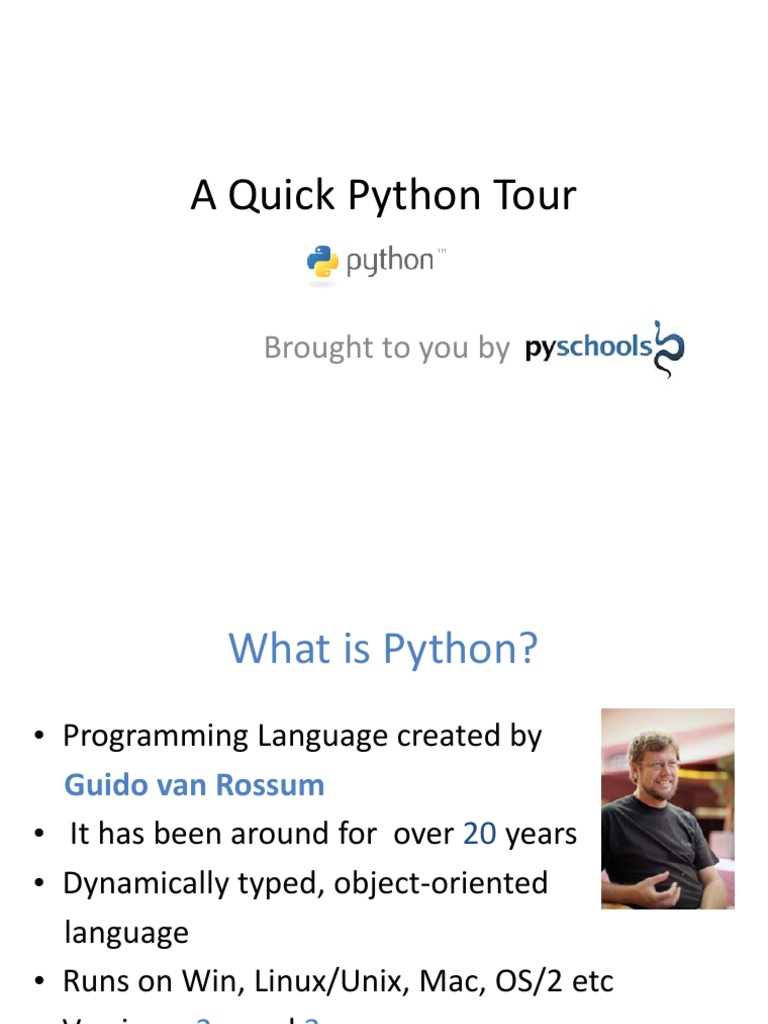 A Quick Python Tour | Download Free PDF | Python (Programming Language) | Control Flow