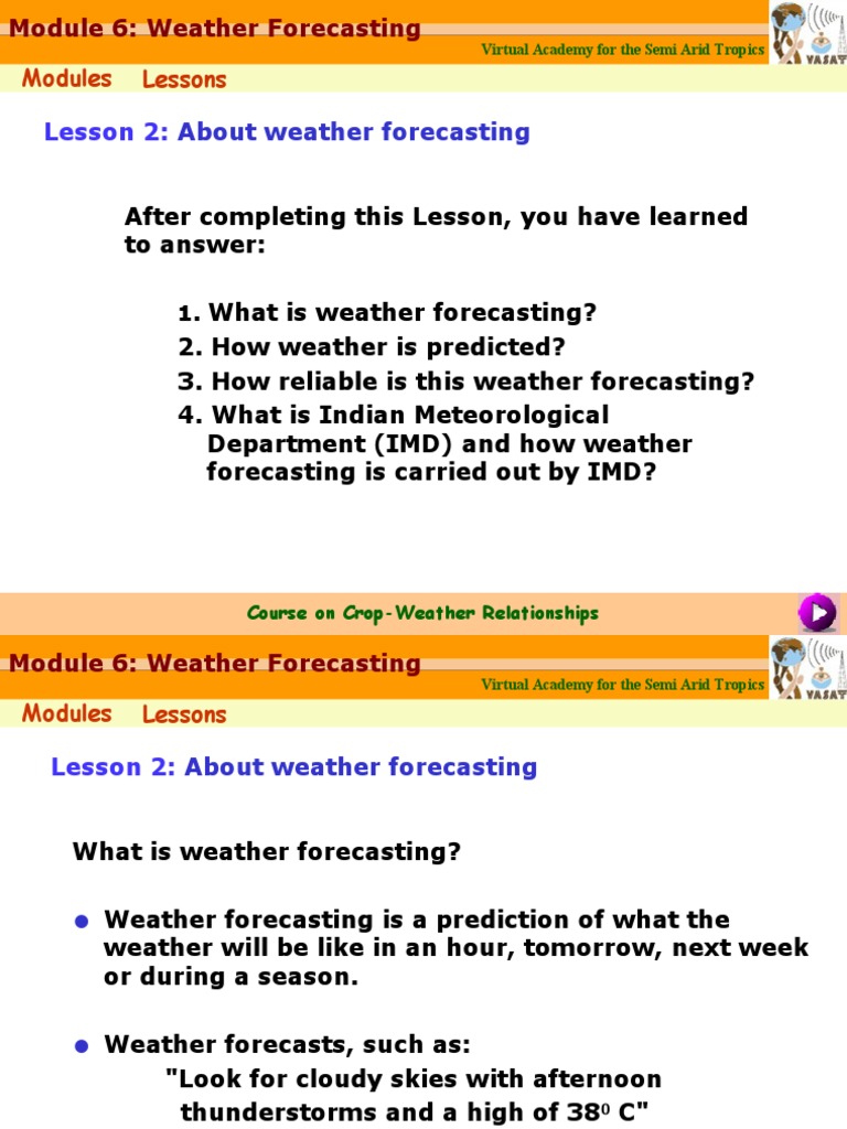Module 6: Weather Forecasting Modules Lessons | PDF | Weather ...