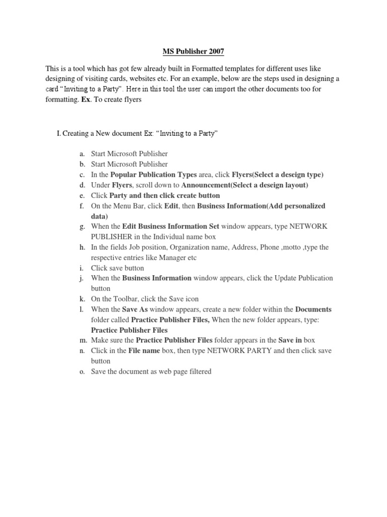 MS Publisher 2007: Creating Flyers Guide | PDF | Career & Growth