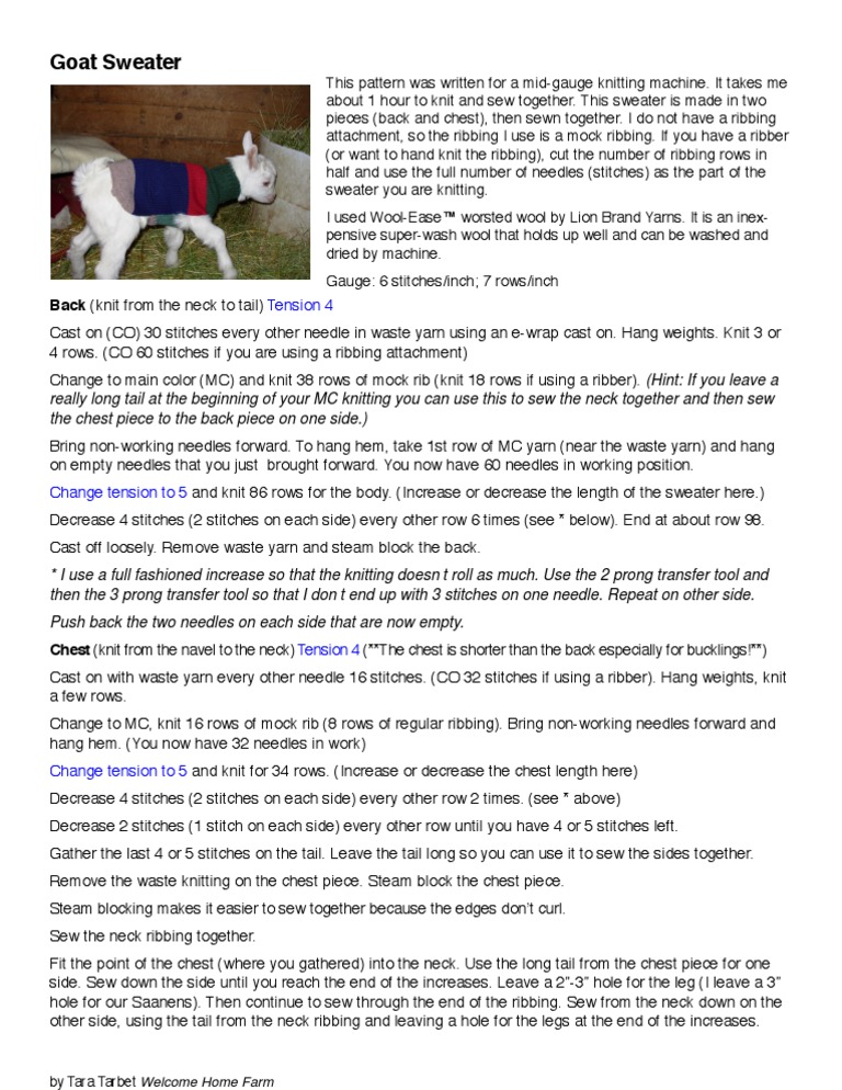 Goat Sweater | PDF | Knitting | Crafts
